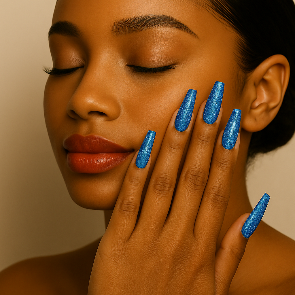 2023's Must-Have $29 Press-On Nails: The Rich Auntie | Shimmering Blue ...